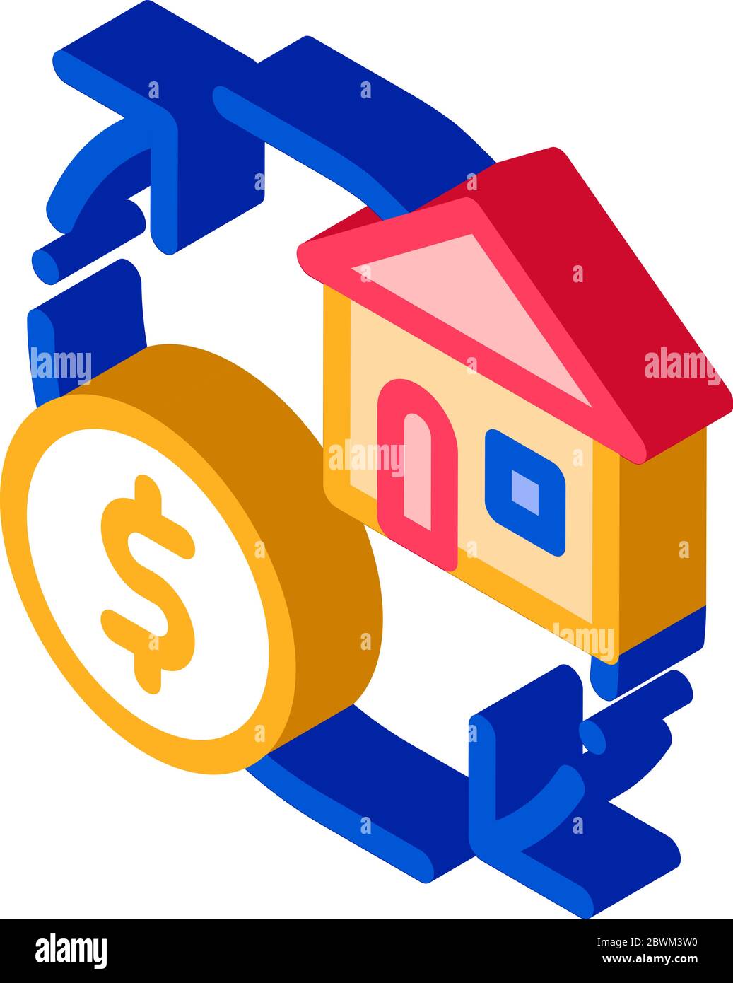 Sign Exchange Money On House isometric icon vector illustration Stock ...
