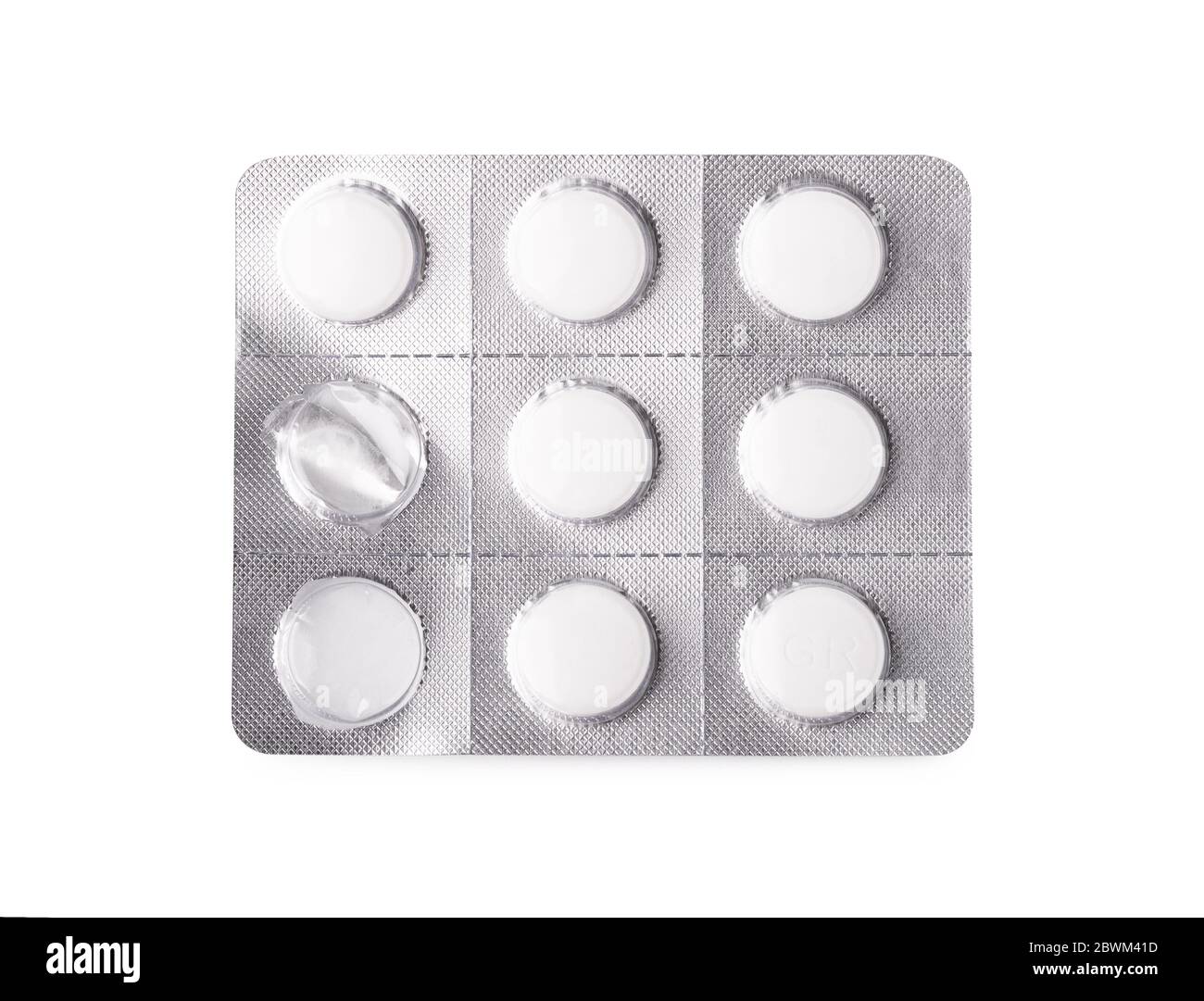 Pack of pills in tablet package isolated on white background Stock ...