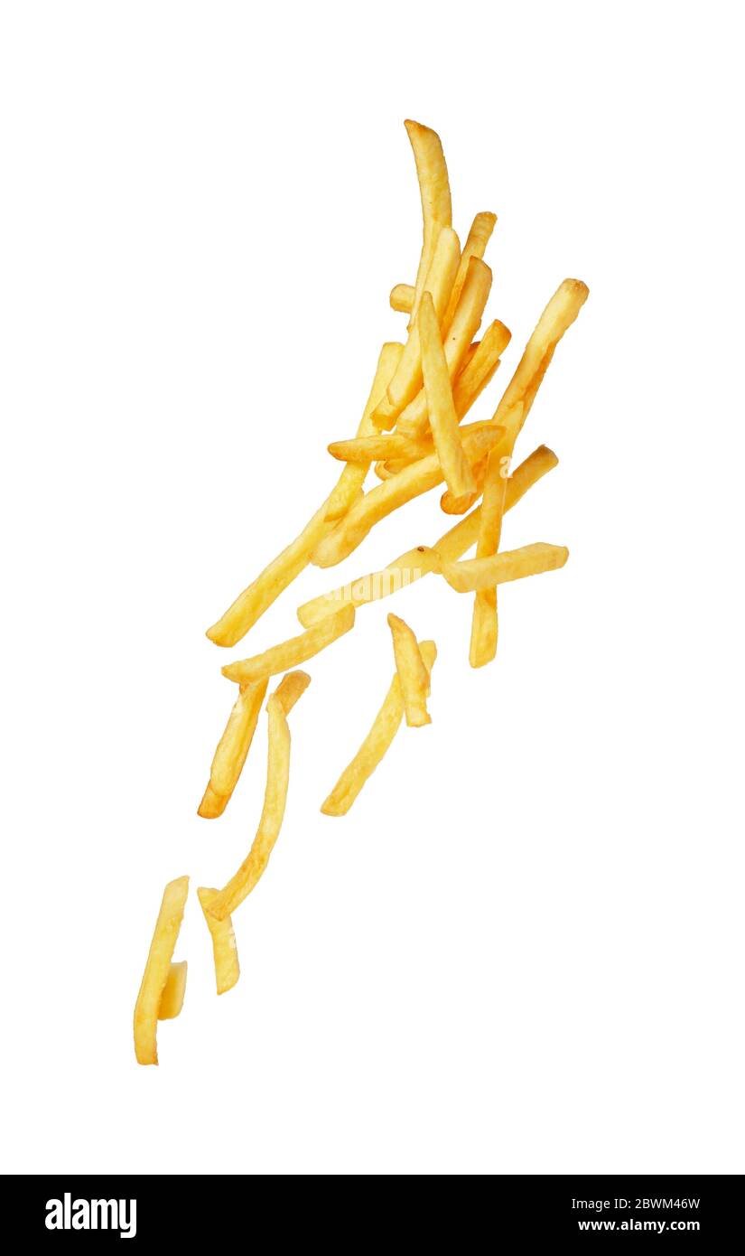 French fries flying isoalated on a white background Stock Photo - Alamy