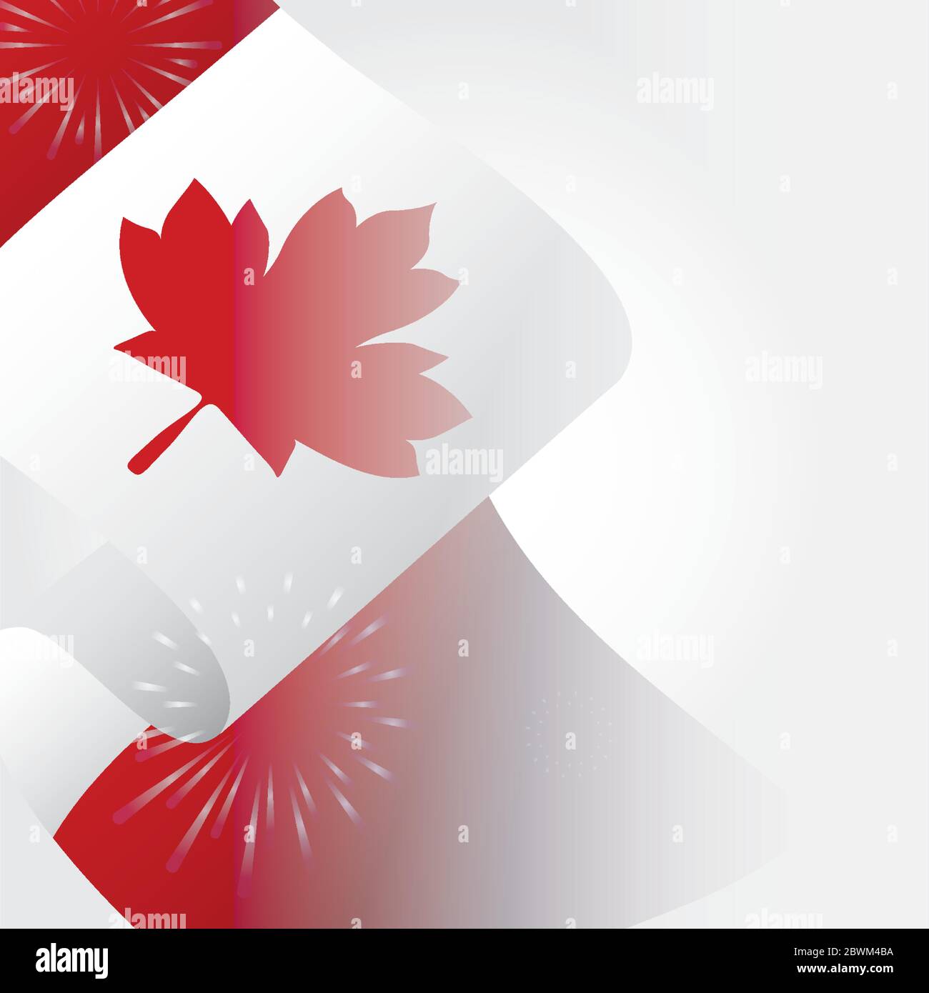 Canadian flag with fireworks of happy canada day vector design Stock ...