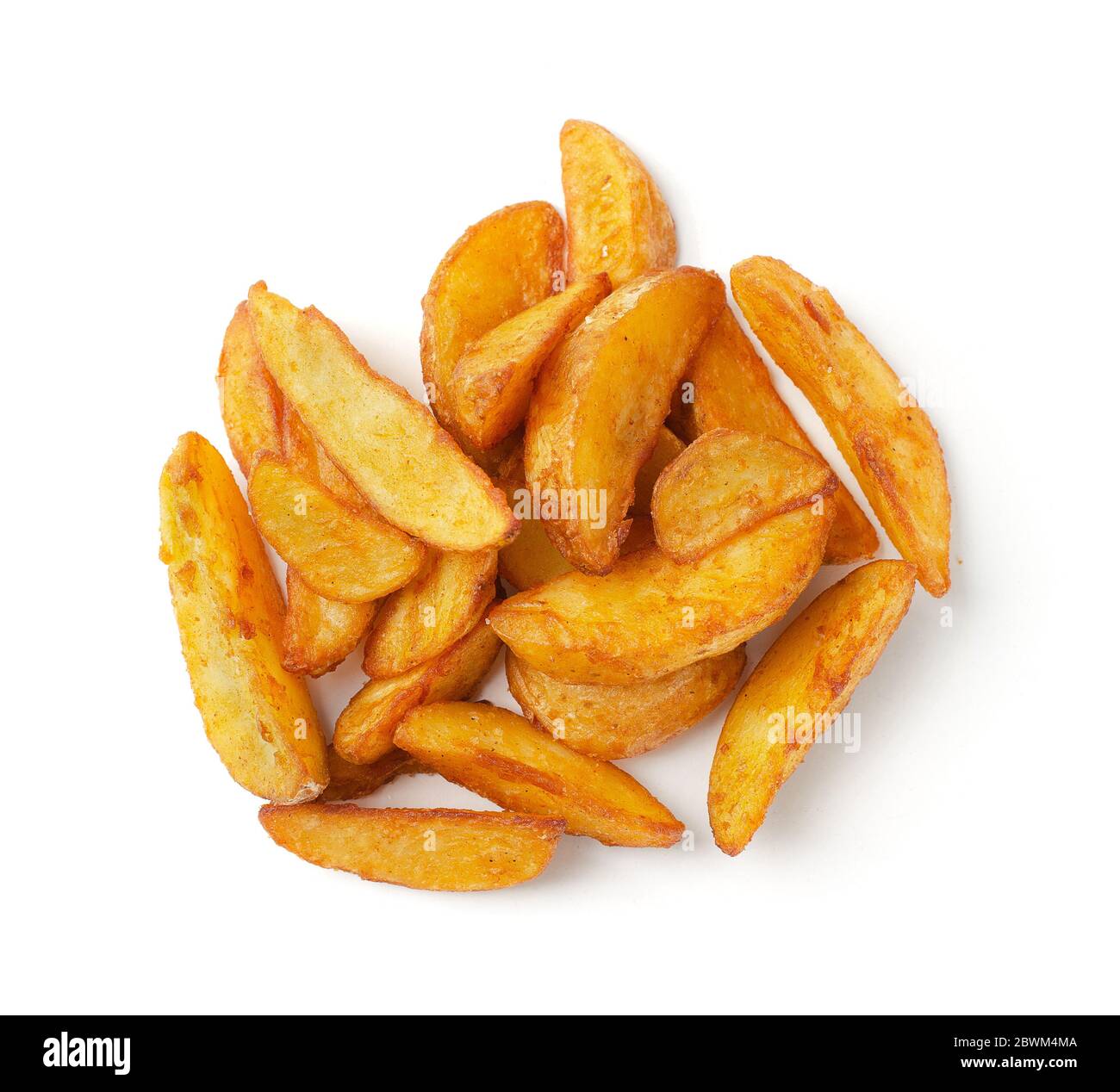 Portion of fresh baked potato wedges, isolated on a white background ...