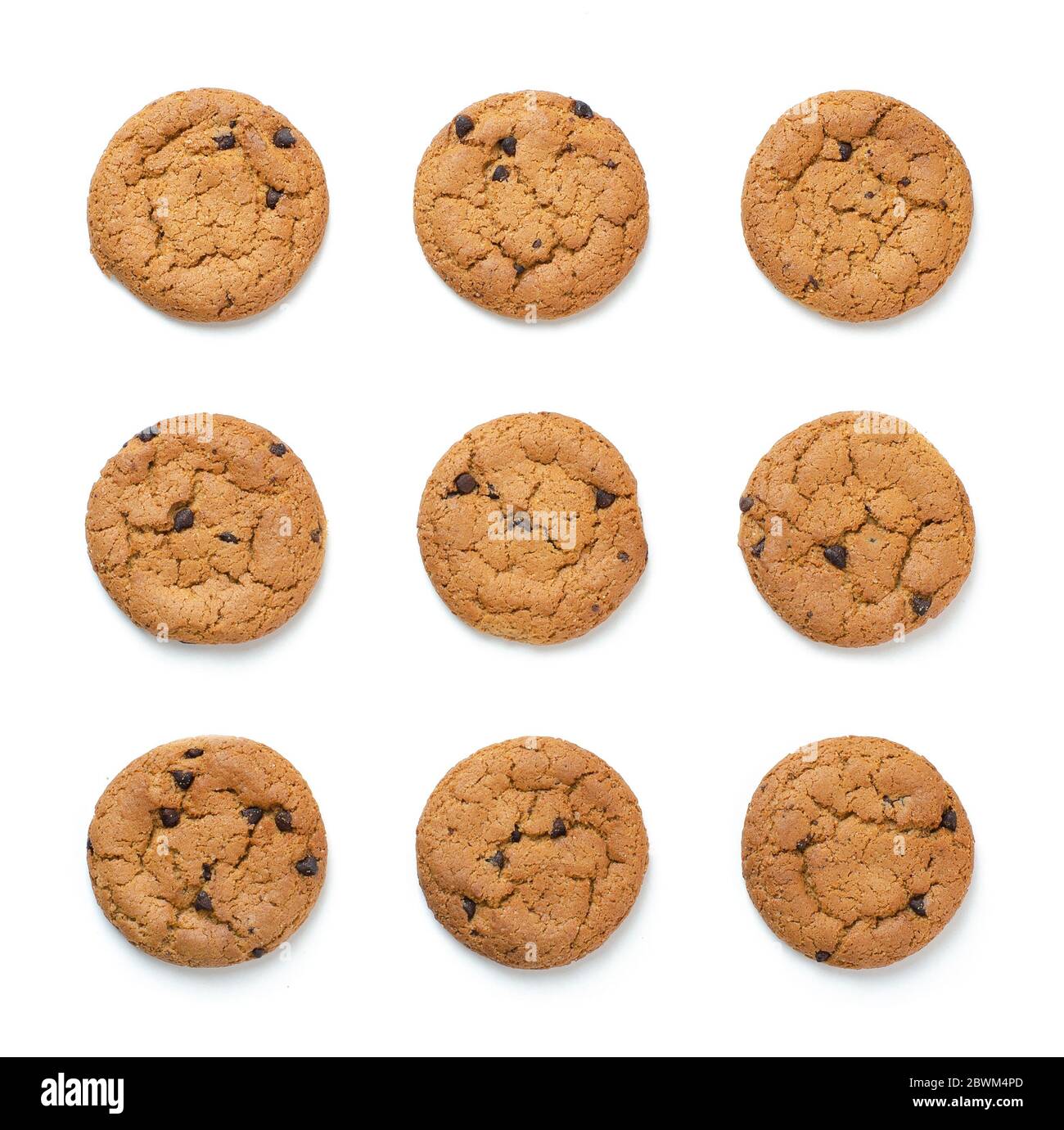 Row homemade oatmeal cookies isolated on white background Stock Photo ...