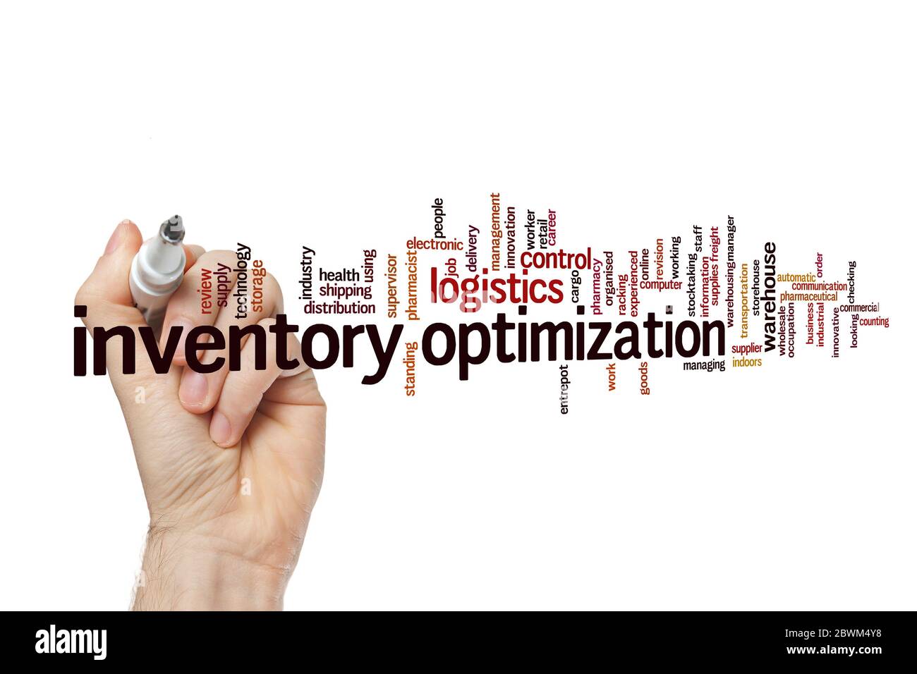 Inventory optimization word cloud concept on white background Stock ...