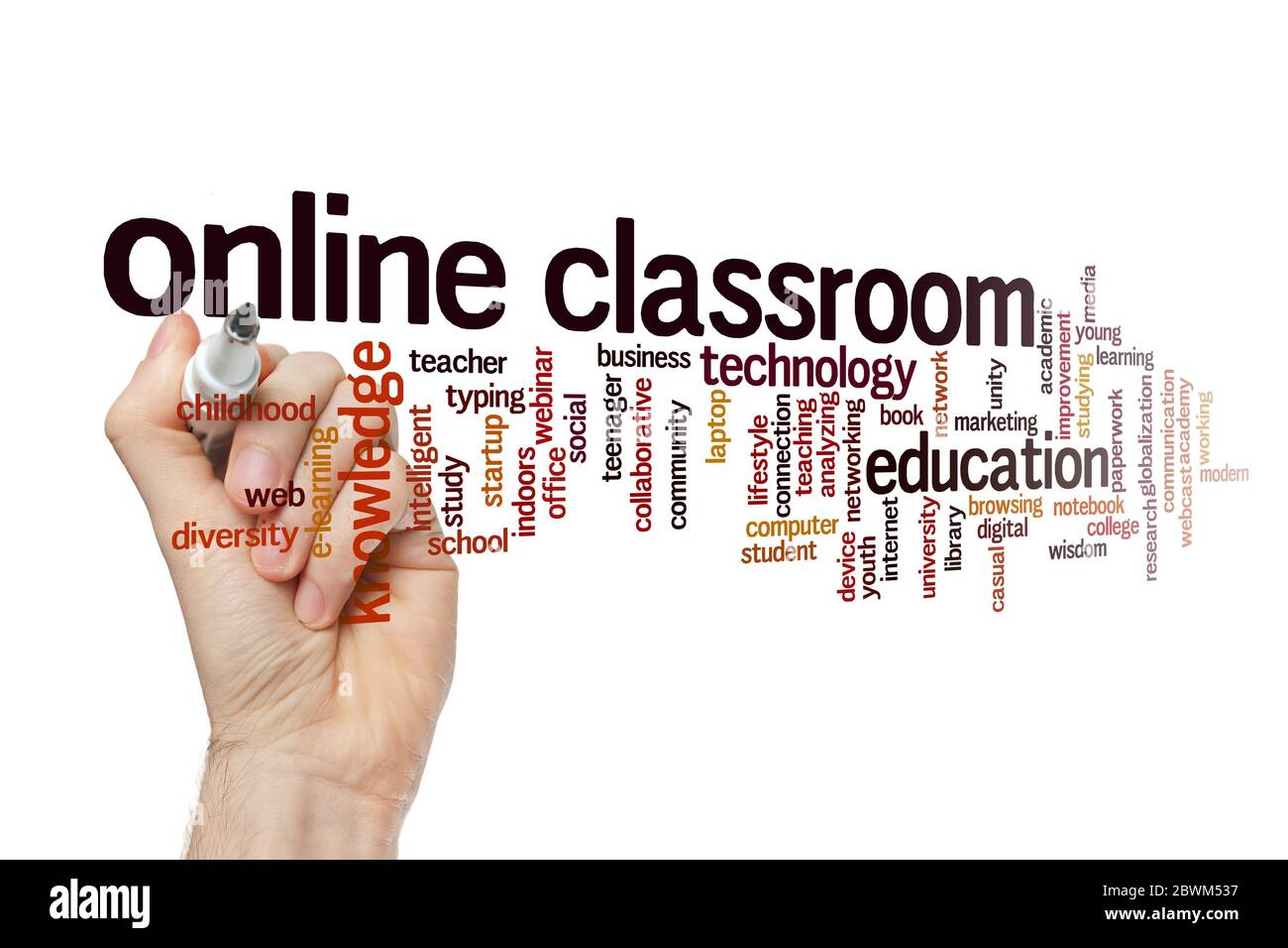 Online classaroom word cloud concept on white background Stock Photo ...