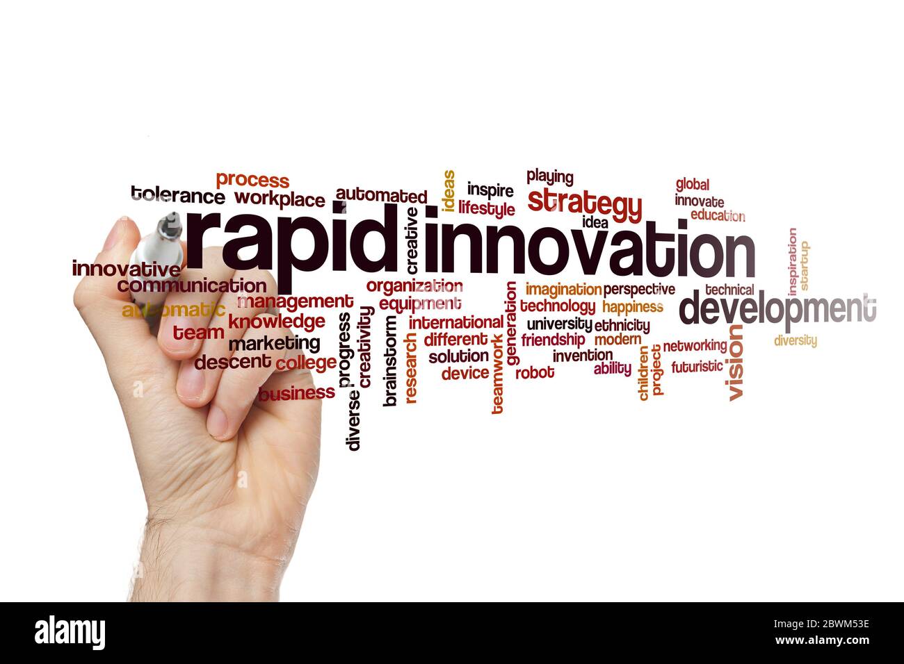 Rapid innovation word cloud concept on white background Stock Photo - Alamy