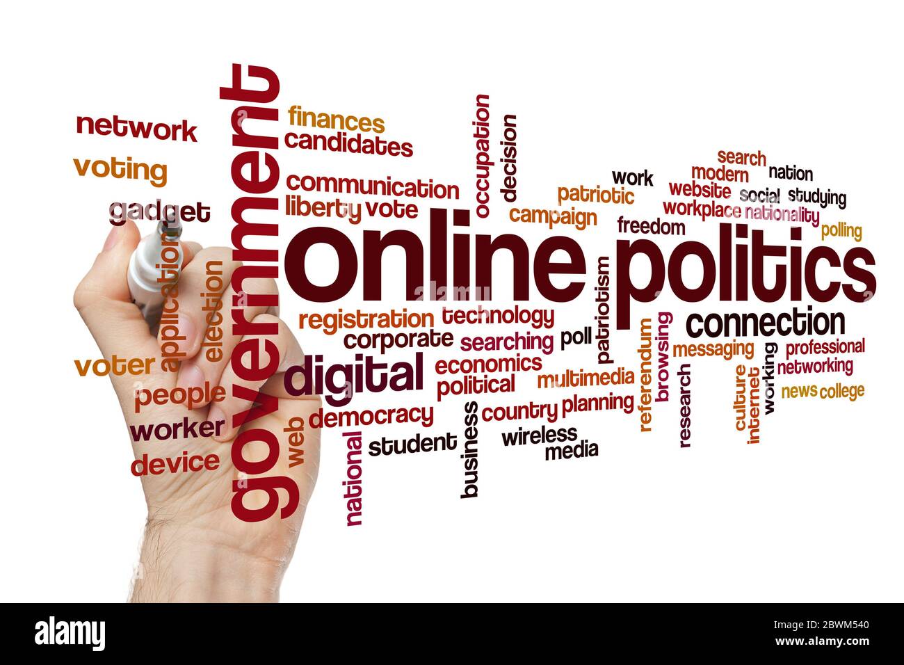 Online politics word cloud concept on white background Stock Photo - Alamy