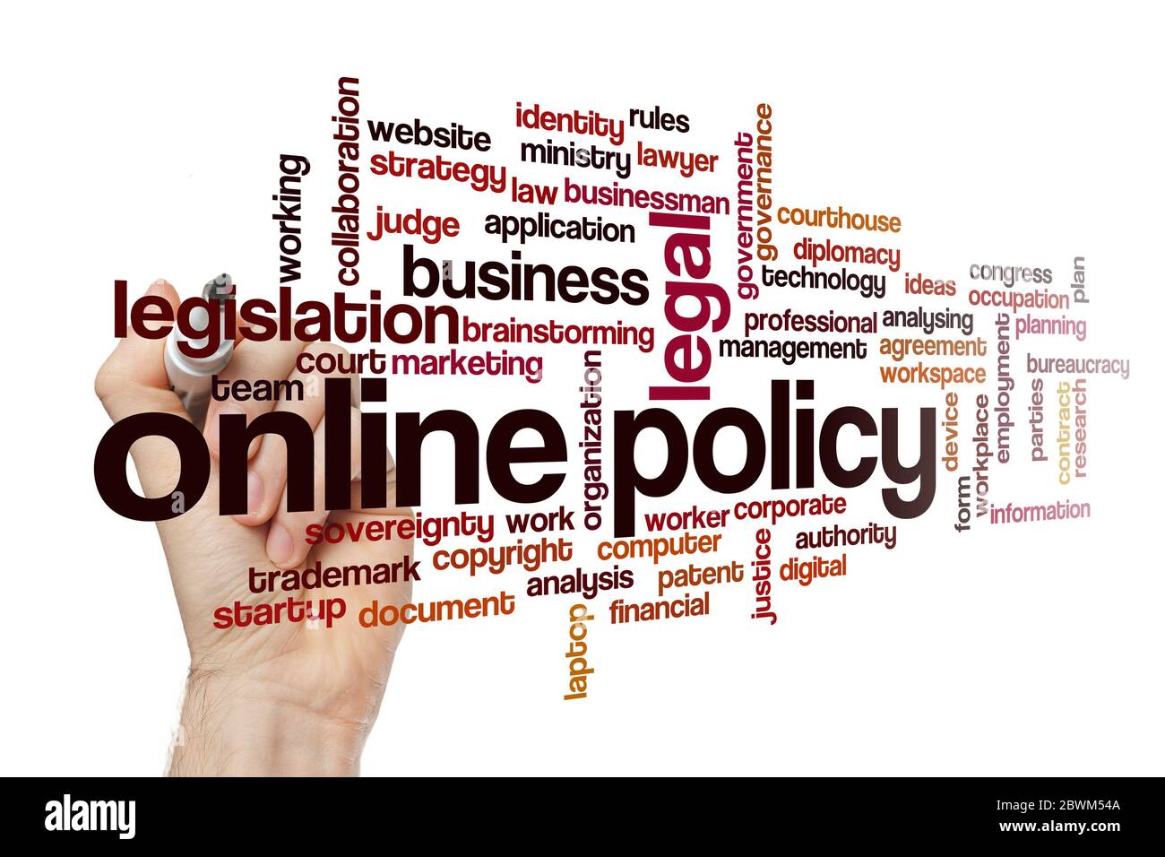 Online policy word cloud concept on white background Stock Photo - Alamy