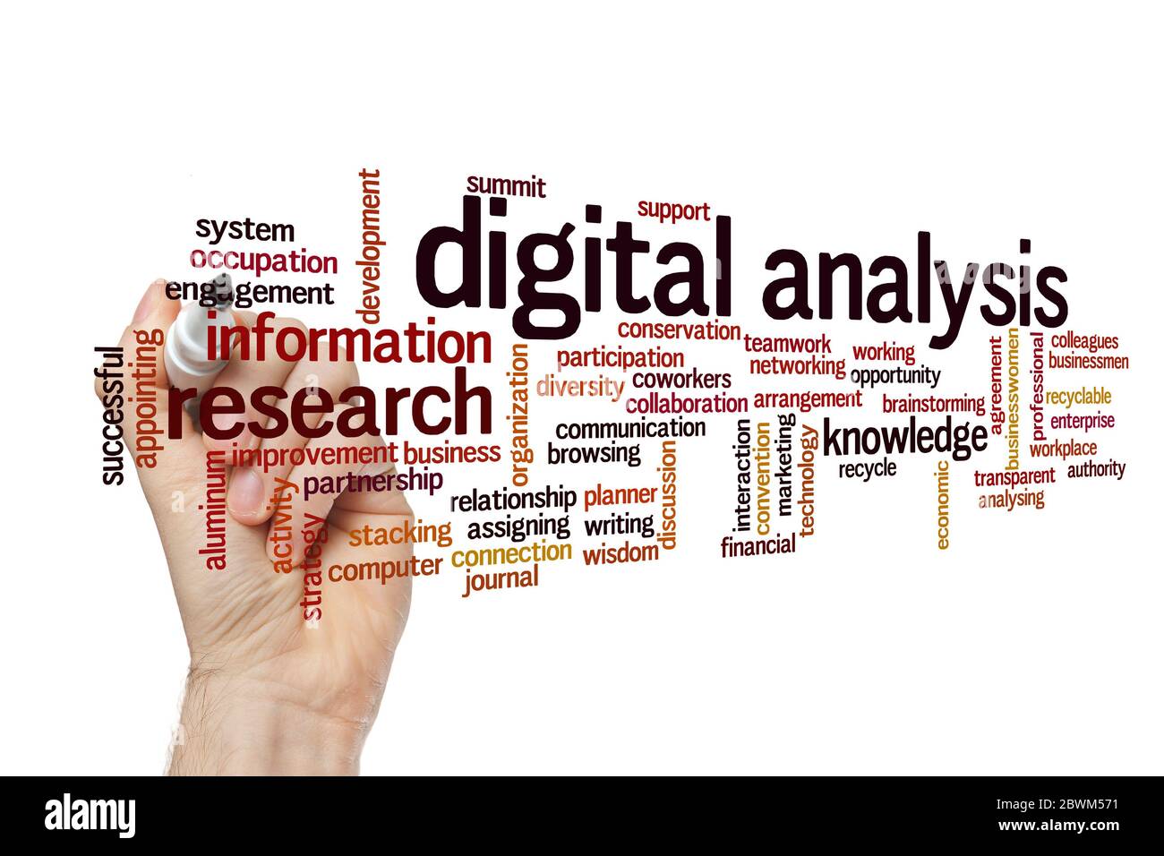 Digital analysis word cloud concept on white background Stock Photo - Alamy
