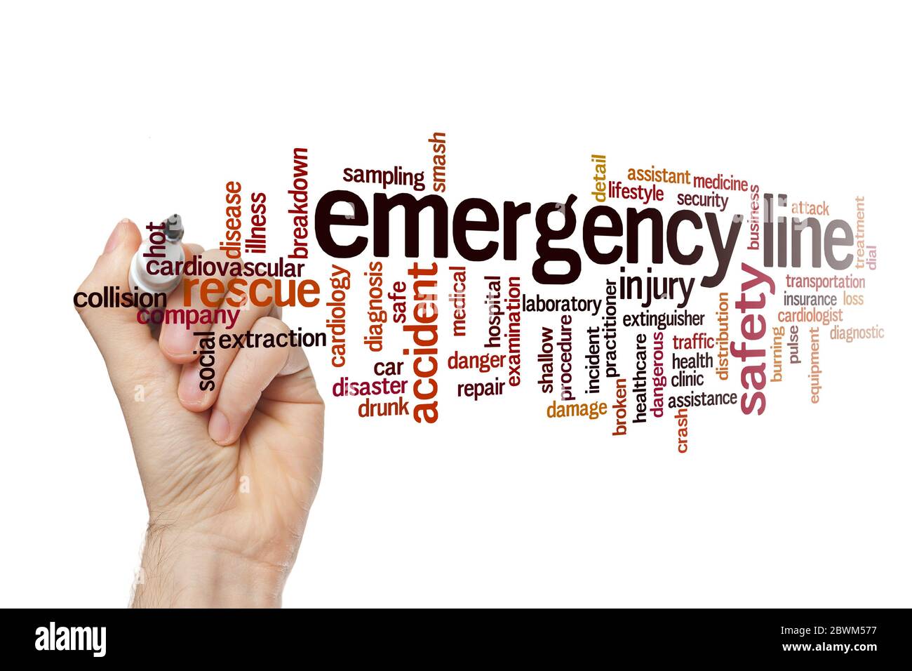 Emergency line word cloud concept on white background Stock Photo - Alamy