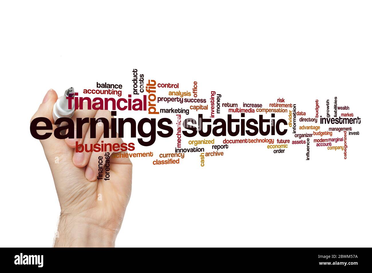 Earnings statistic word cloud concept on white background Stock Photo ...