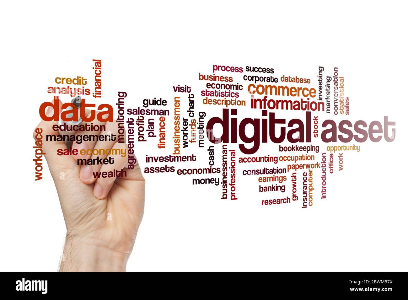 Digital asset word cloud concept on white background Stock Photo - Alamy