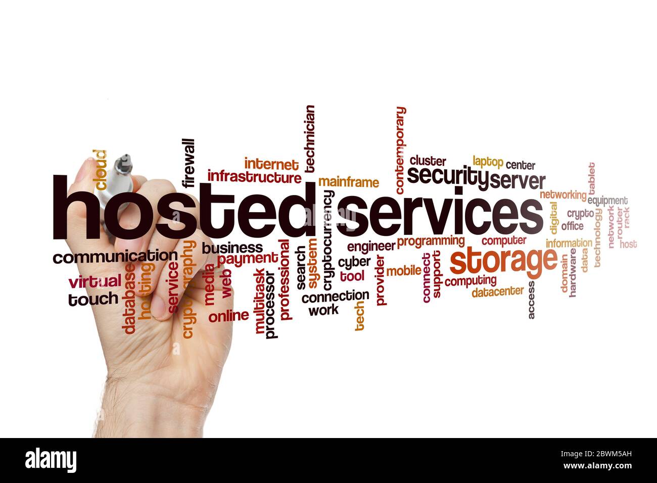 Hosted services word cloud concept on white background Stock Photo - Alamy