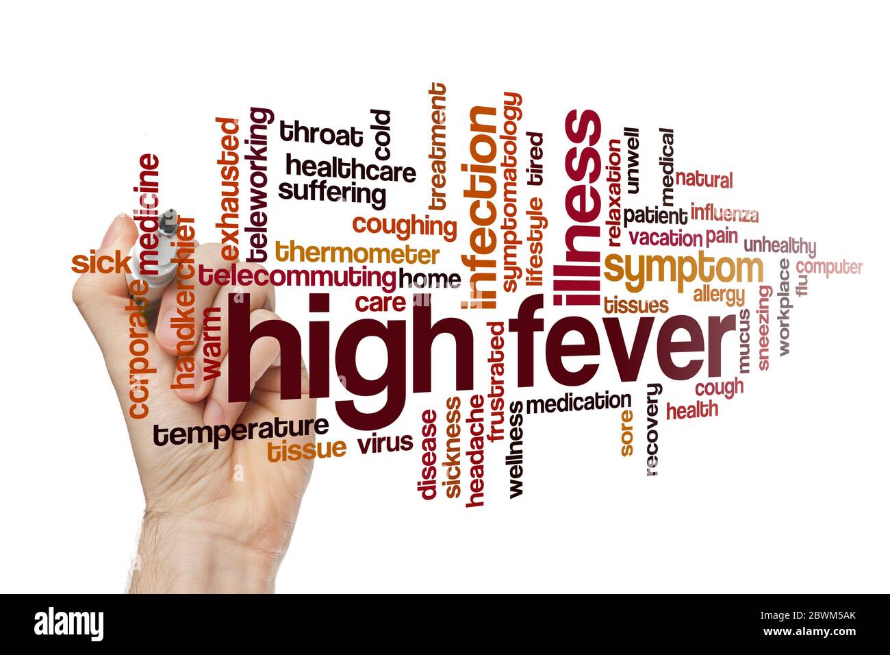 High fever word cloud concept on white background Stock Photo - Alamy