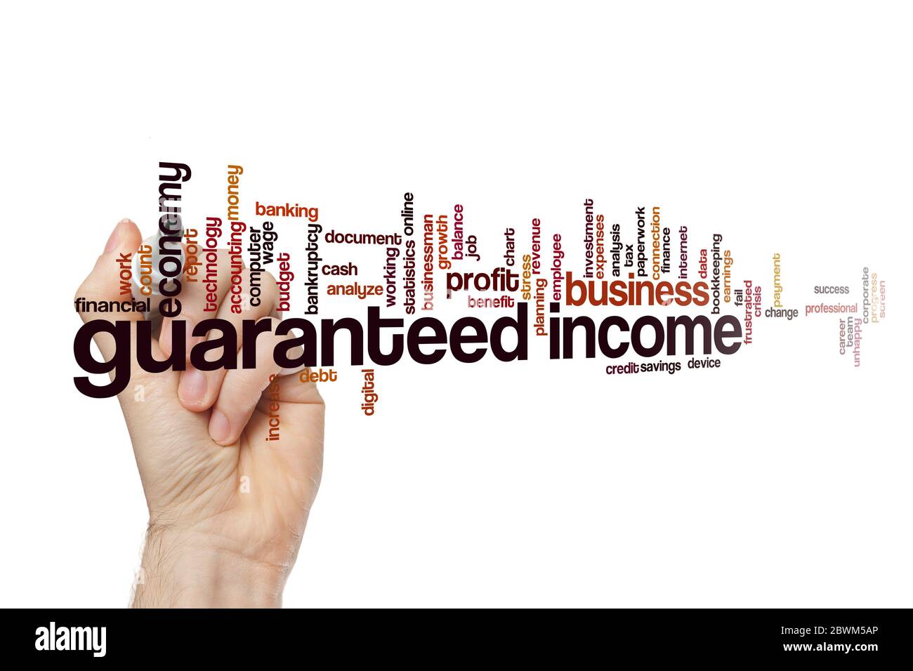 Guaranteed income word cloud concept on white background Stock Photo ...