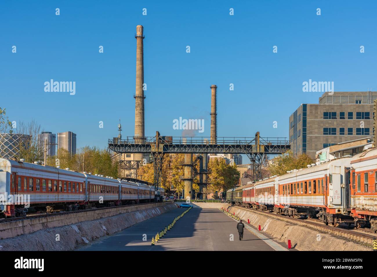 BEIJING, CHINA - NOVEMBER 25: Old railway trains depot at the 798 Art ...