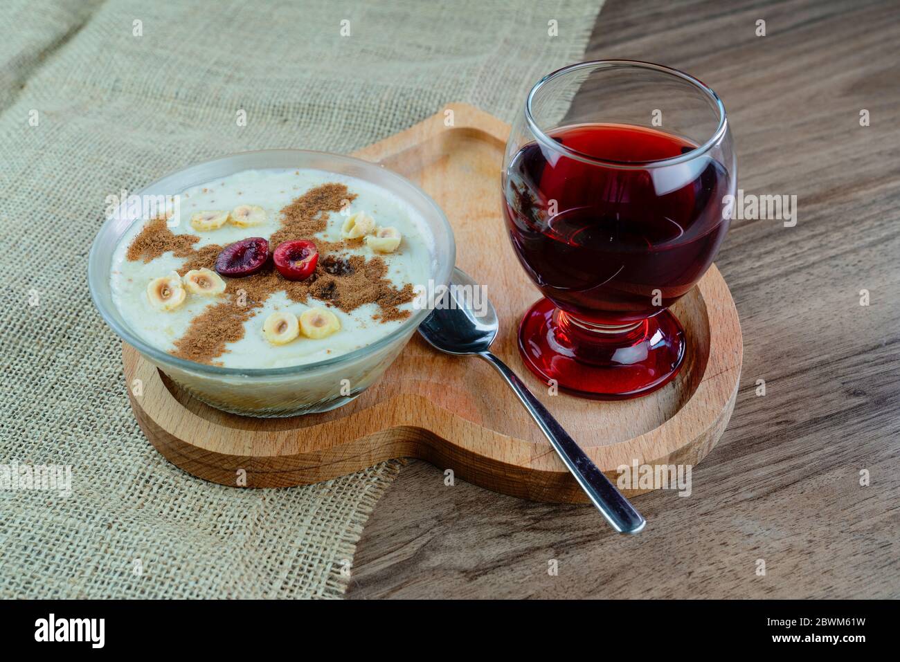 Traditional Turkish dessert, milk fermented with dried figs. "Fig sleep ...