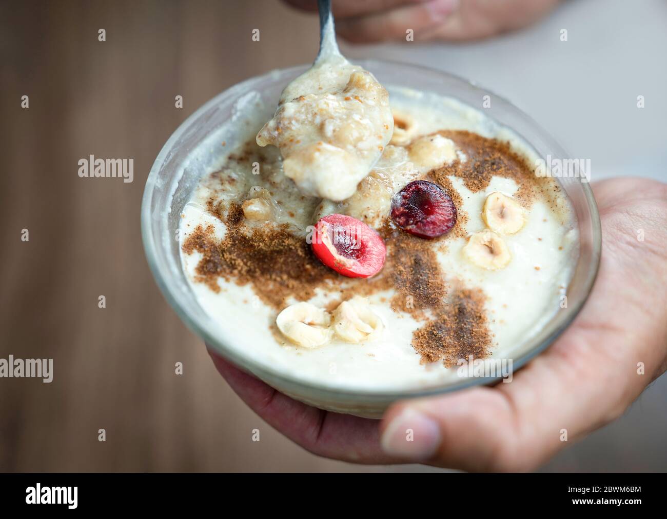 Traditional Turkish dessert, milk fermented with dried figs. "Fig sleep ...