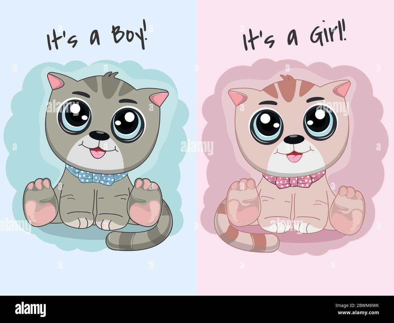 Cute cartoon cats boy and girl. Vector illustration Stock Vector Image ...