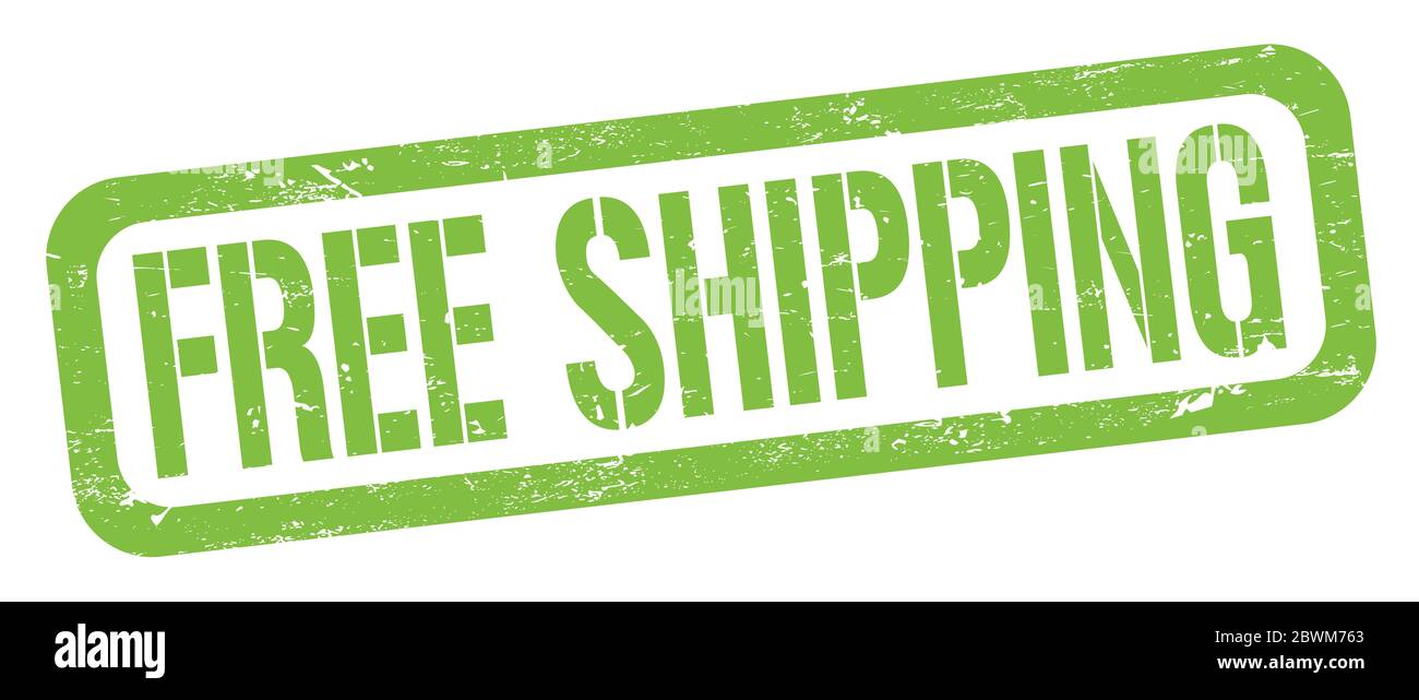 FREE SHIPPING green grungy rectangle stamp sign Stock Photo - Alamy