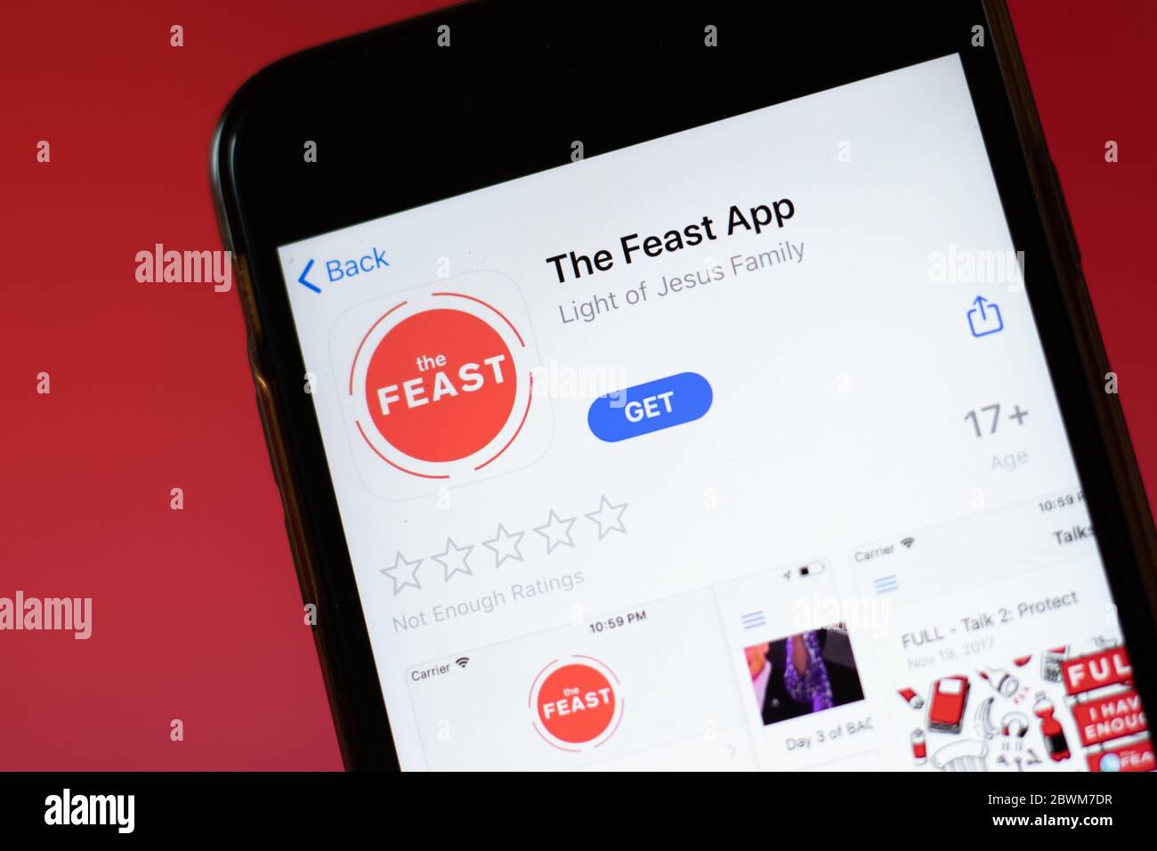 Moscow, Russia - 1 June 2020: The Feast app mobile logo close-up on ...