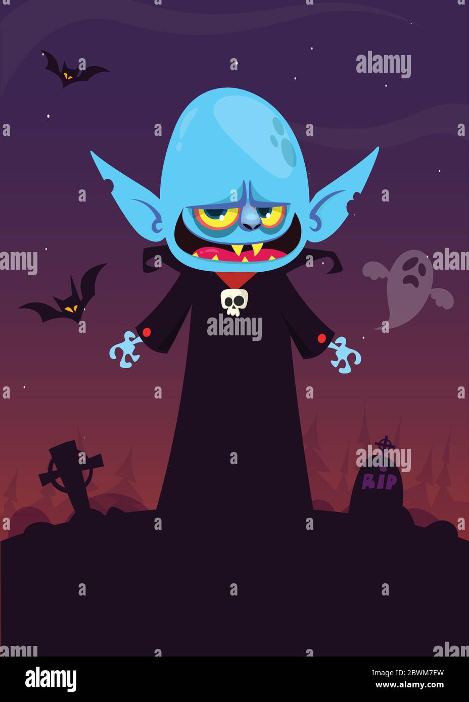 Cute cartoon vampire smiling. Vector illustration Stock Vector Image ...