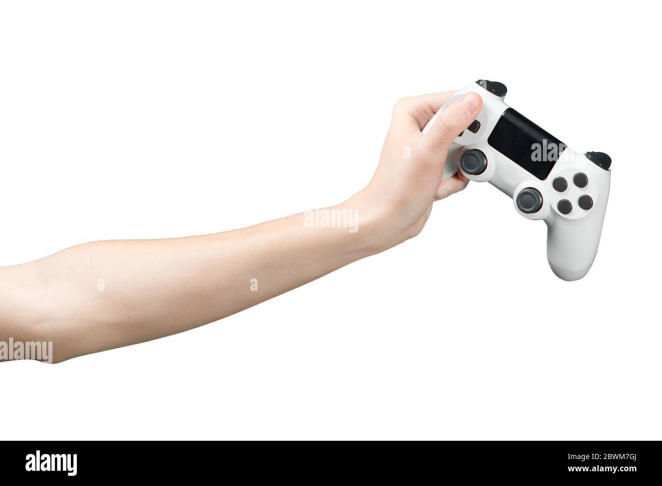 teenage hand holds a modified joystick in the hand without inscriptions ...