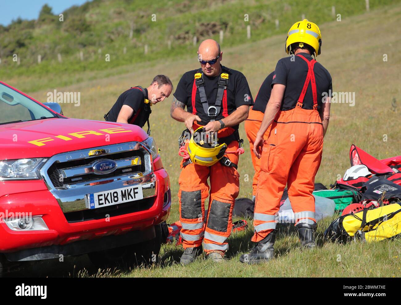 Fire crews from Dorset and Wiltshire Fire and Rescue Service prepare ...