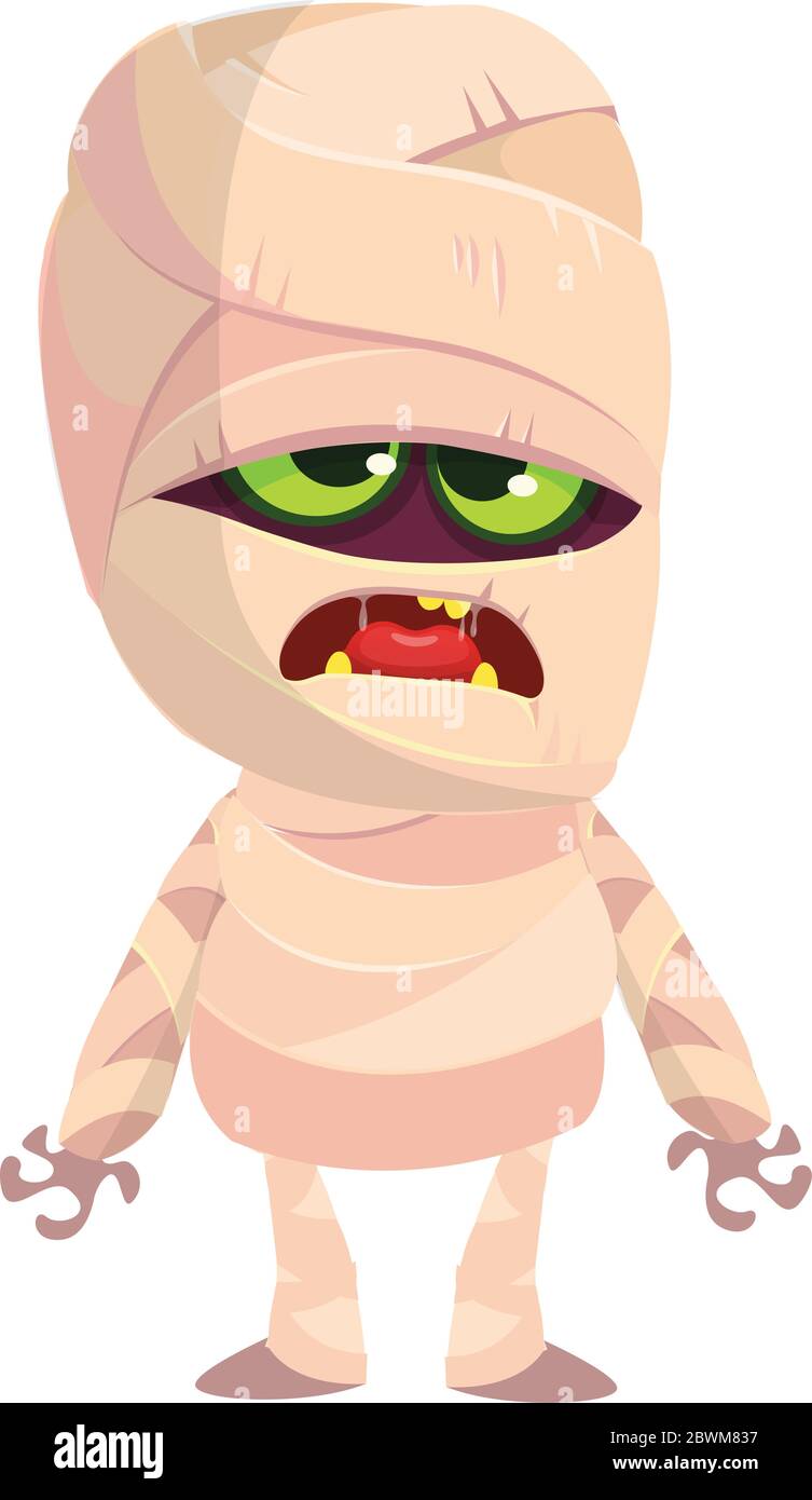 Cartoon funny mummy. Vector illustration of mummy monster for Halloween ...