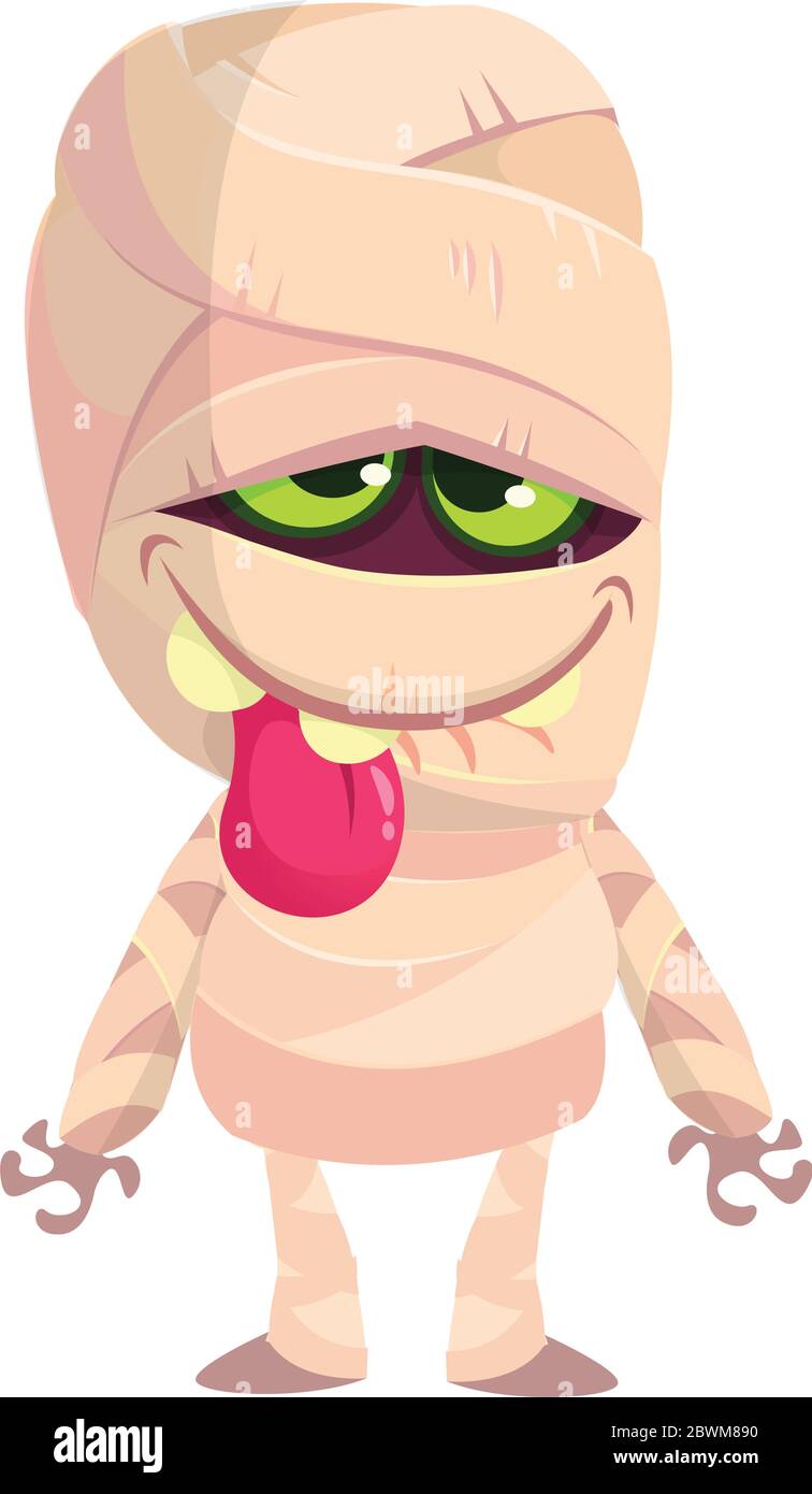 Cartoon mummy showing tongue. Vector illustration of mummy monster for ...