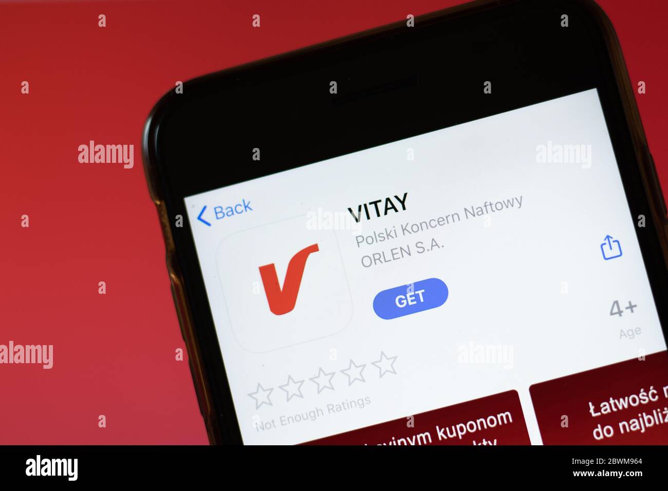 Moscow, Russia - 1 June 2020: VITAY app mobile logo close-up on screen ...