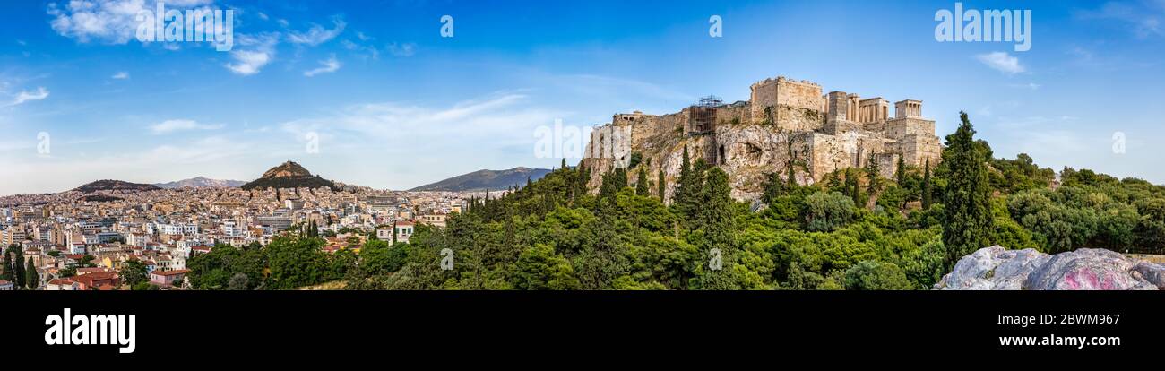 Panoramic view of the Themistoclean Ancient Wall of Pnyx, Athens ...
