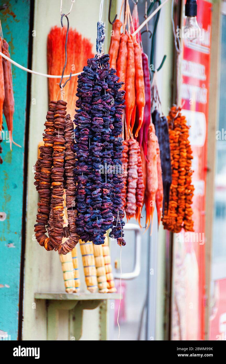 Tbilisi, Georgia. Famous food Churchkhela - traditional sausage-shaped ...