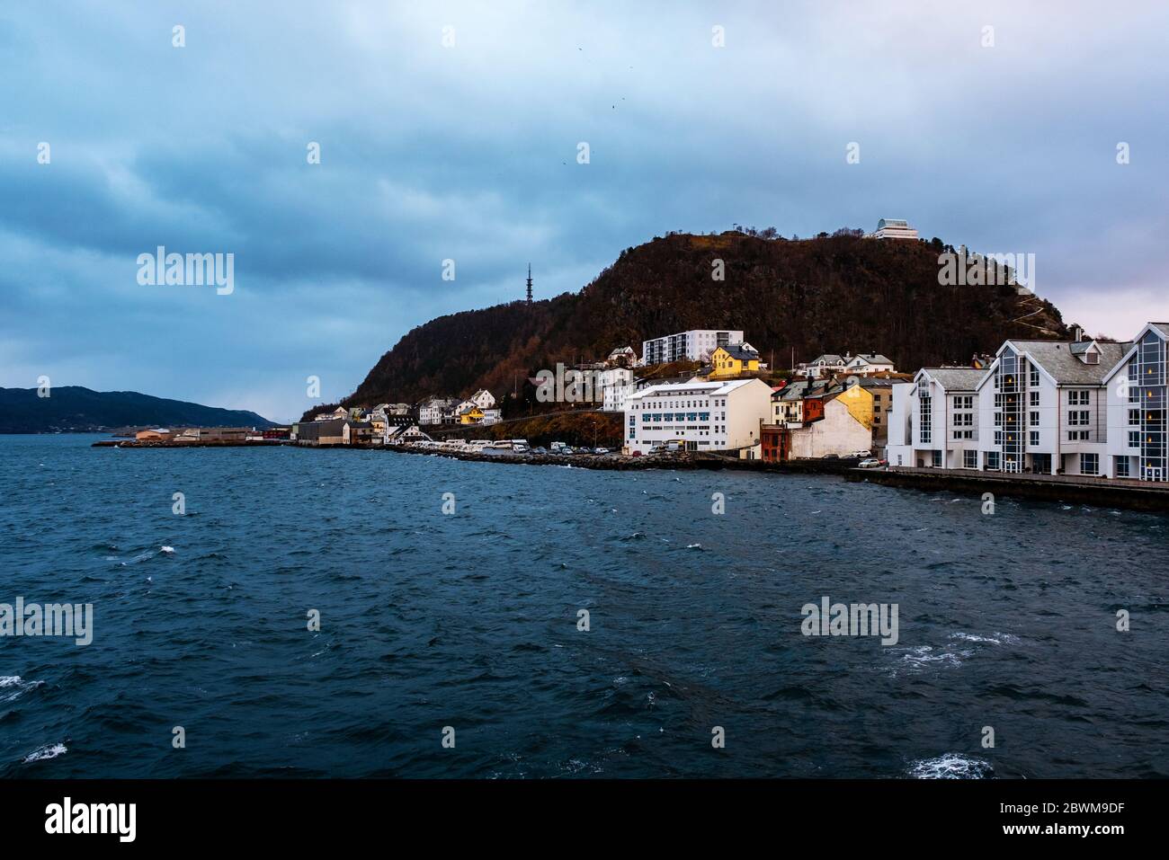 Alesund, Norway. Aerial view of Alesund, Norway during the winter ...