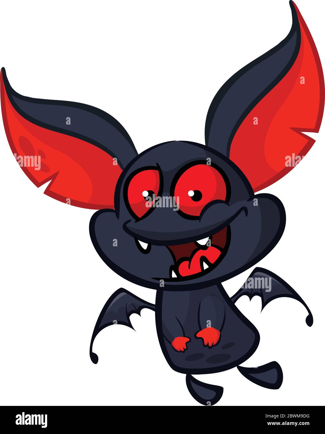 Cartoon funny flying bat. Halloween vector illustration Stock Vector ...