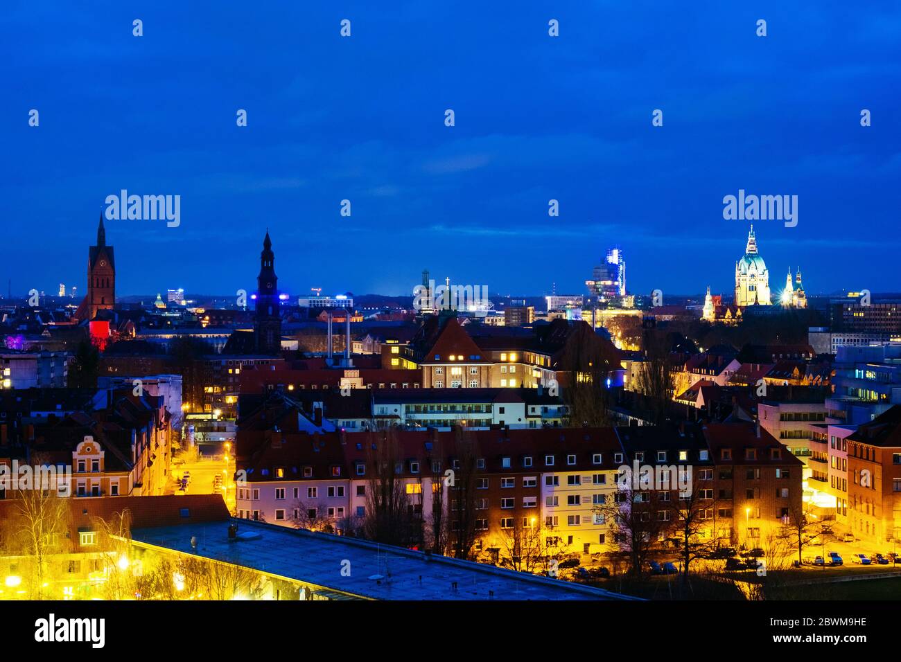 Hanover, Germany. Aerial view of Hanover, Germany skyline during the ...