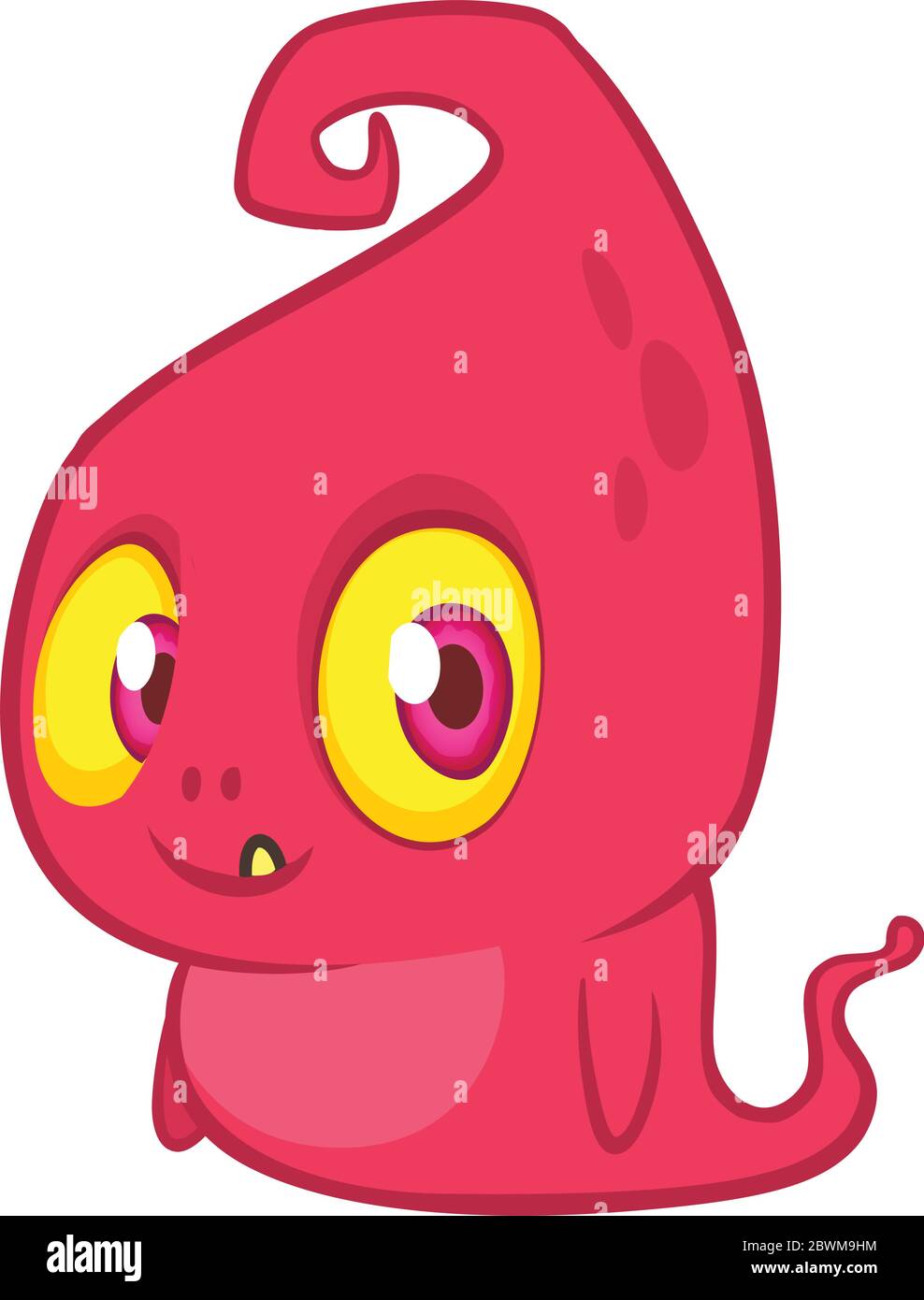 Funny cartoon little pink ghost . Halloween illustration of pink ...