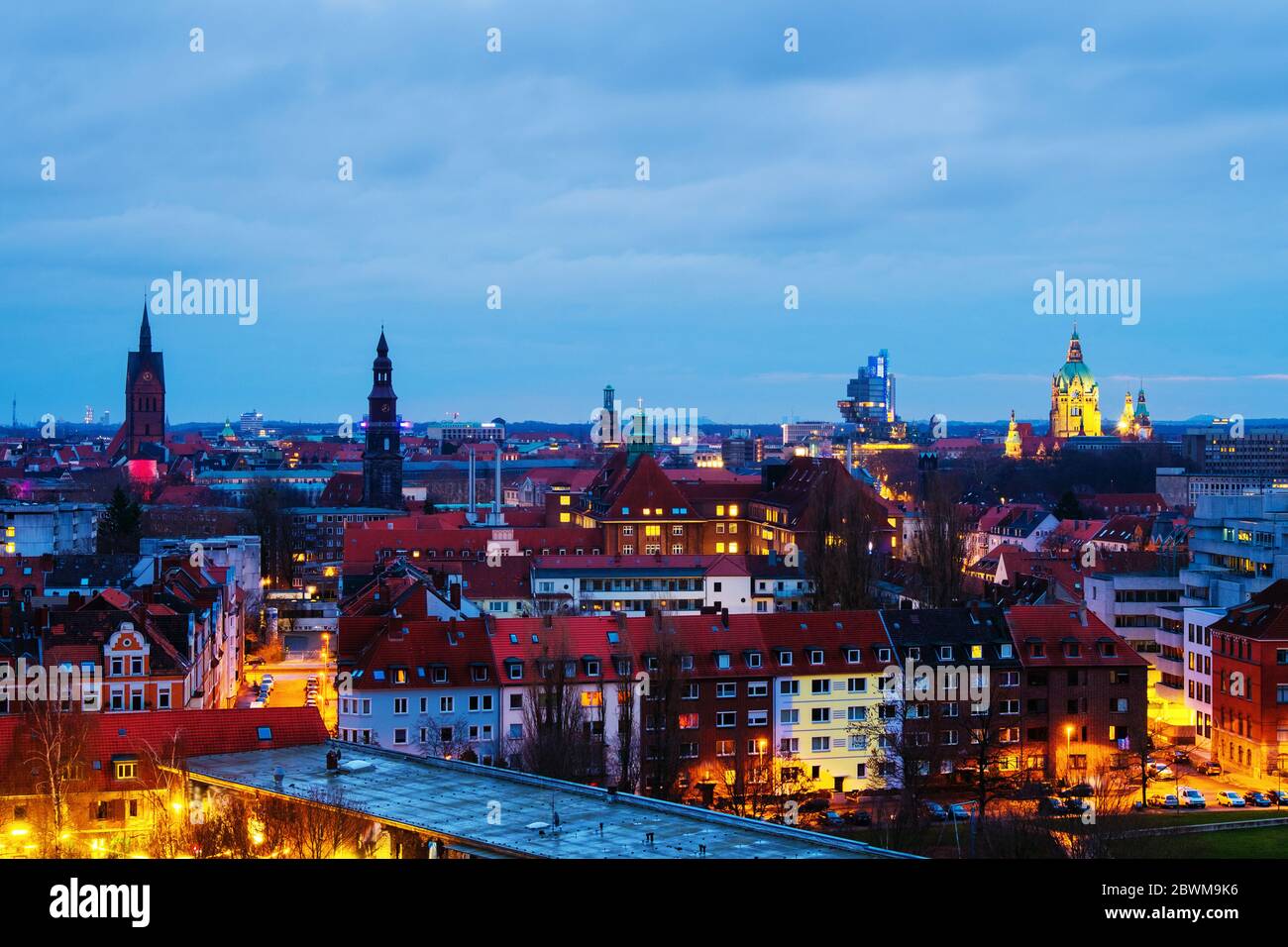 Hanover, Germany. Aerial view of Hanover, Germany skyline during the ...