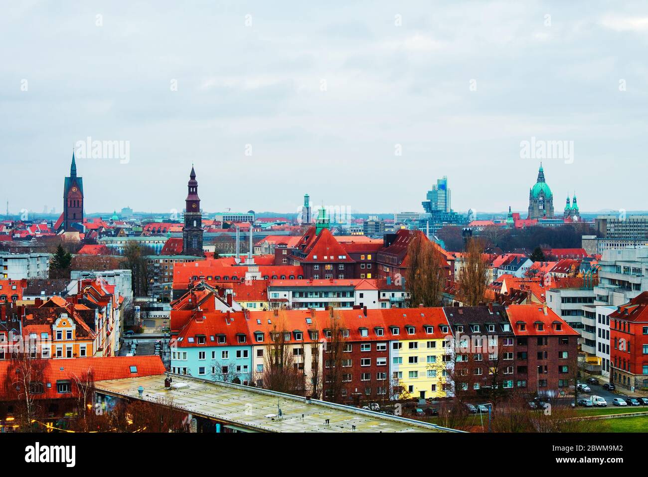 Hanover, Germany. Aerial view of Hanover, Germany skyline during the ...