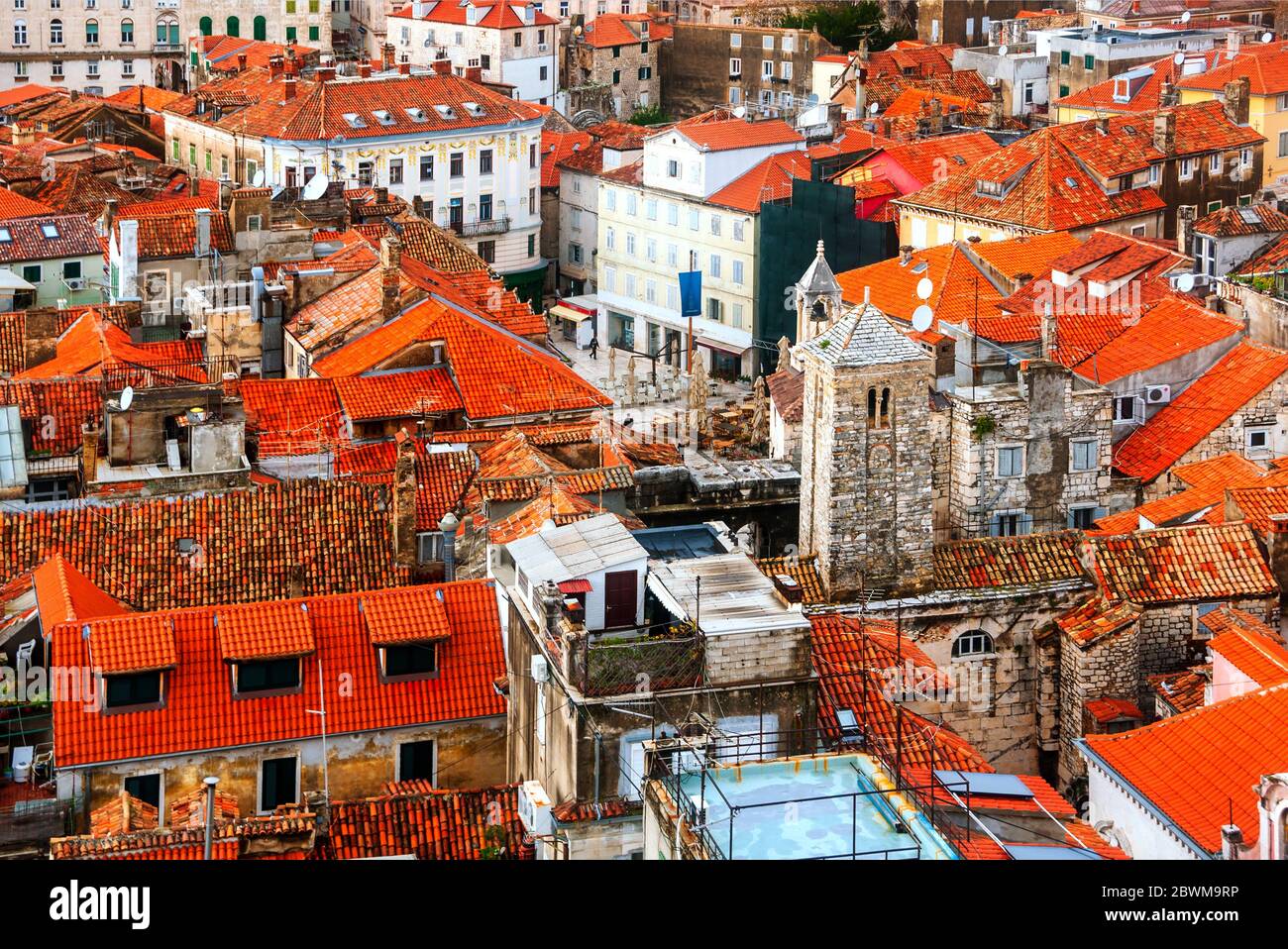Split, Croatia. Aerial view of Split, Croatia. Old historical buildings ...