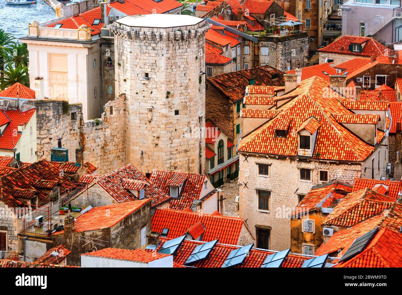 Split, Croatia. Aerial view of Split, Croatia. Old historical buildings ...
