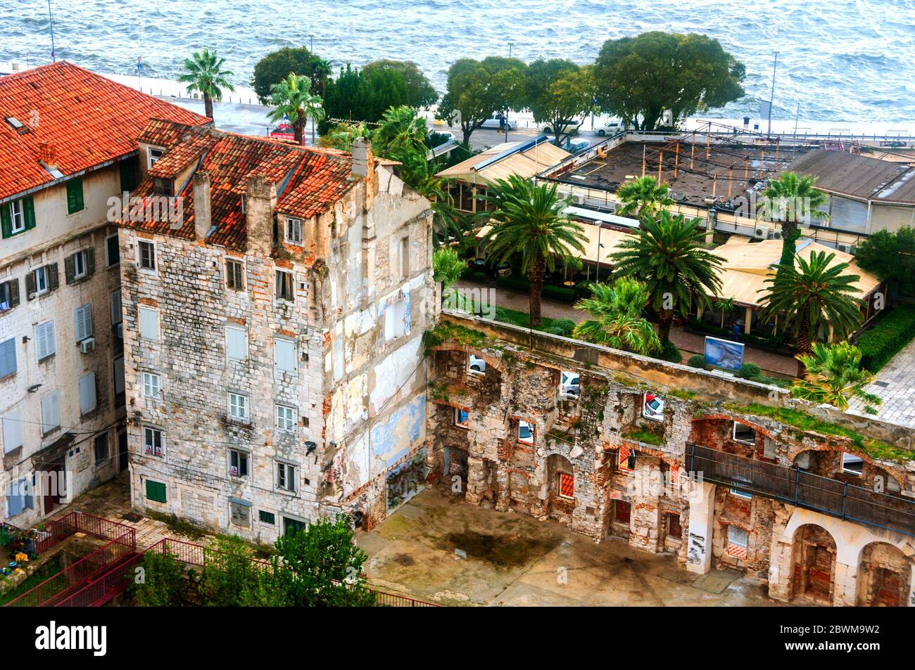 Split, Croatia. Aerial view of Split, Croatia. Old historical buildings ...