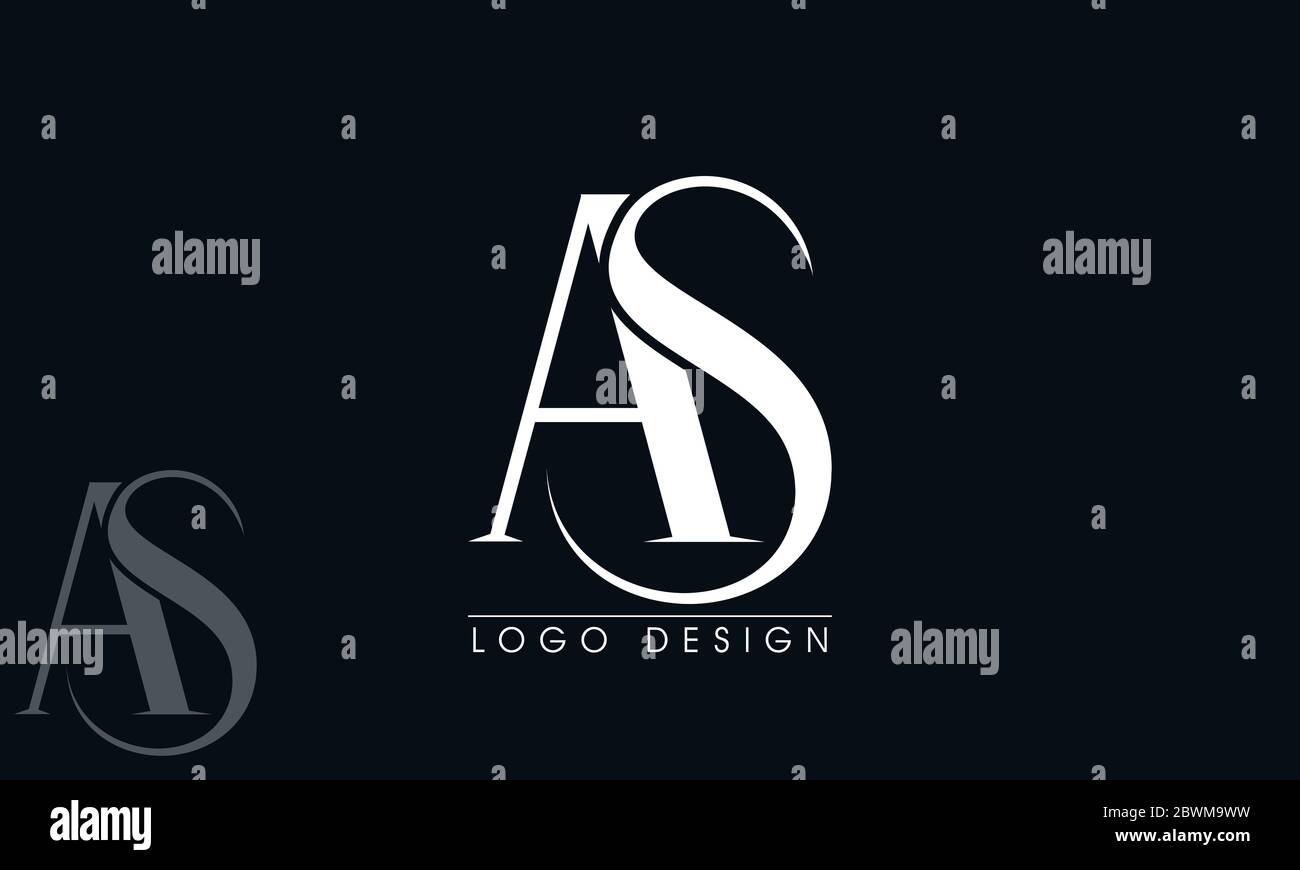 Monogram Initials AS SA simple letter negative space minimalist logo ...