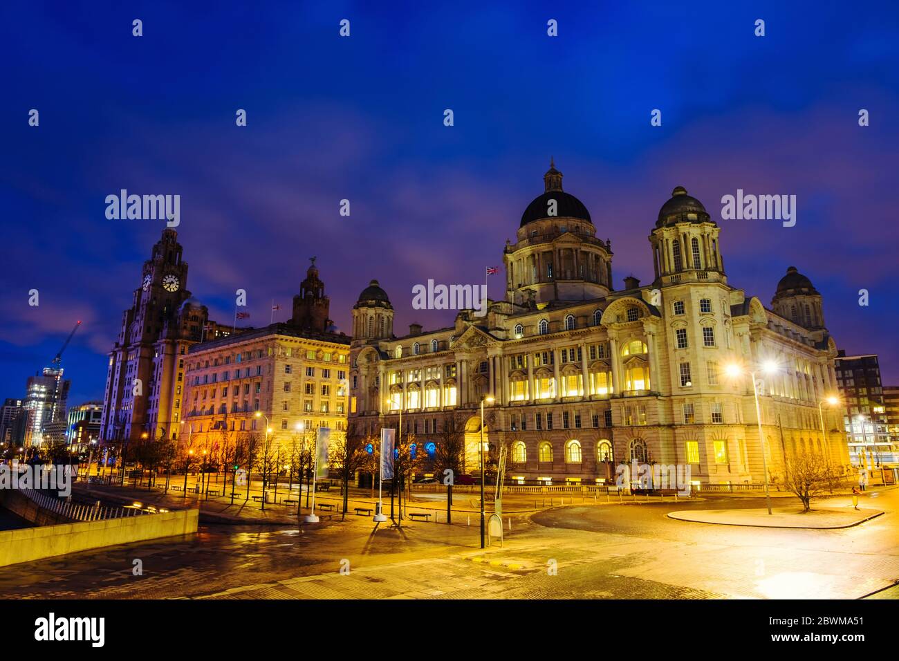 Liverpool, UK. View of the historical buildings at the waterfront of ...