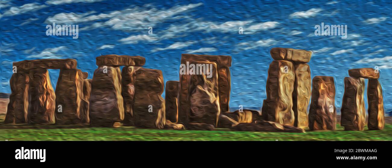 Standing stones arranged in a circle shape forming the Stonehenge ...