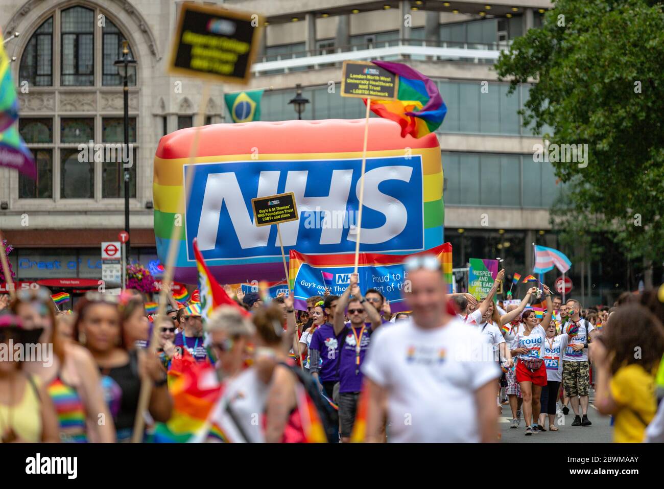 LONDON, ENGLAND - JULY 06: NHS during Pride In London 2019. Pride In ...