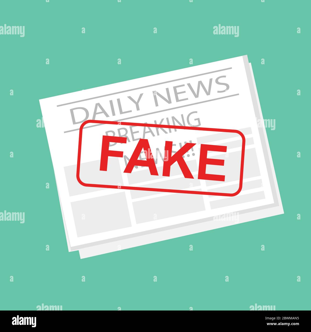 Newspaper with fake news stamp, green background Stock Vector Image ...