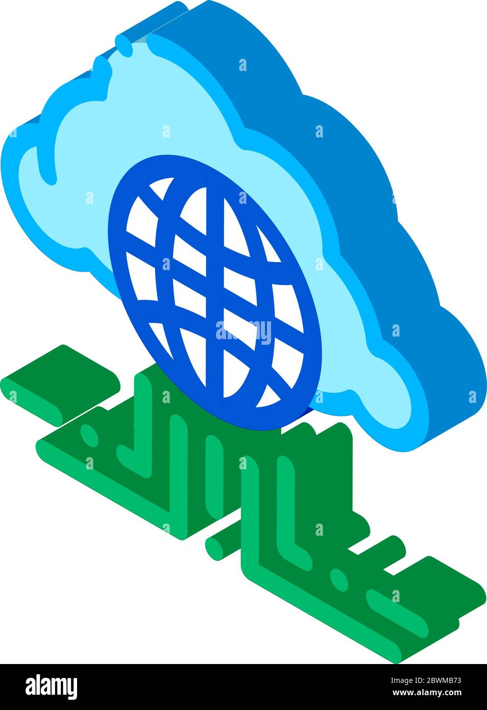 Global Internet Cloud Networking isometric icon vector illustration ...