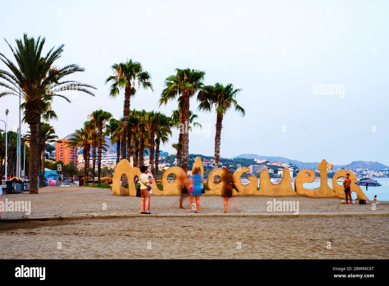 MALAGA, SPAIN - JULY 19, 2019: Famous Malagueta sign at the beach in ...