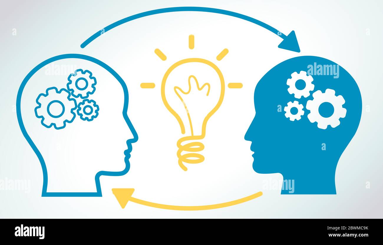 Communication, study and knowledge sharing with luminous bulb Stock ...