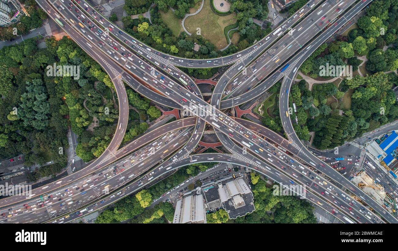 aerial view of highway interchange Stock Photo - Alamy